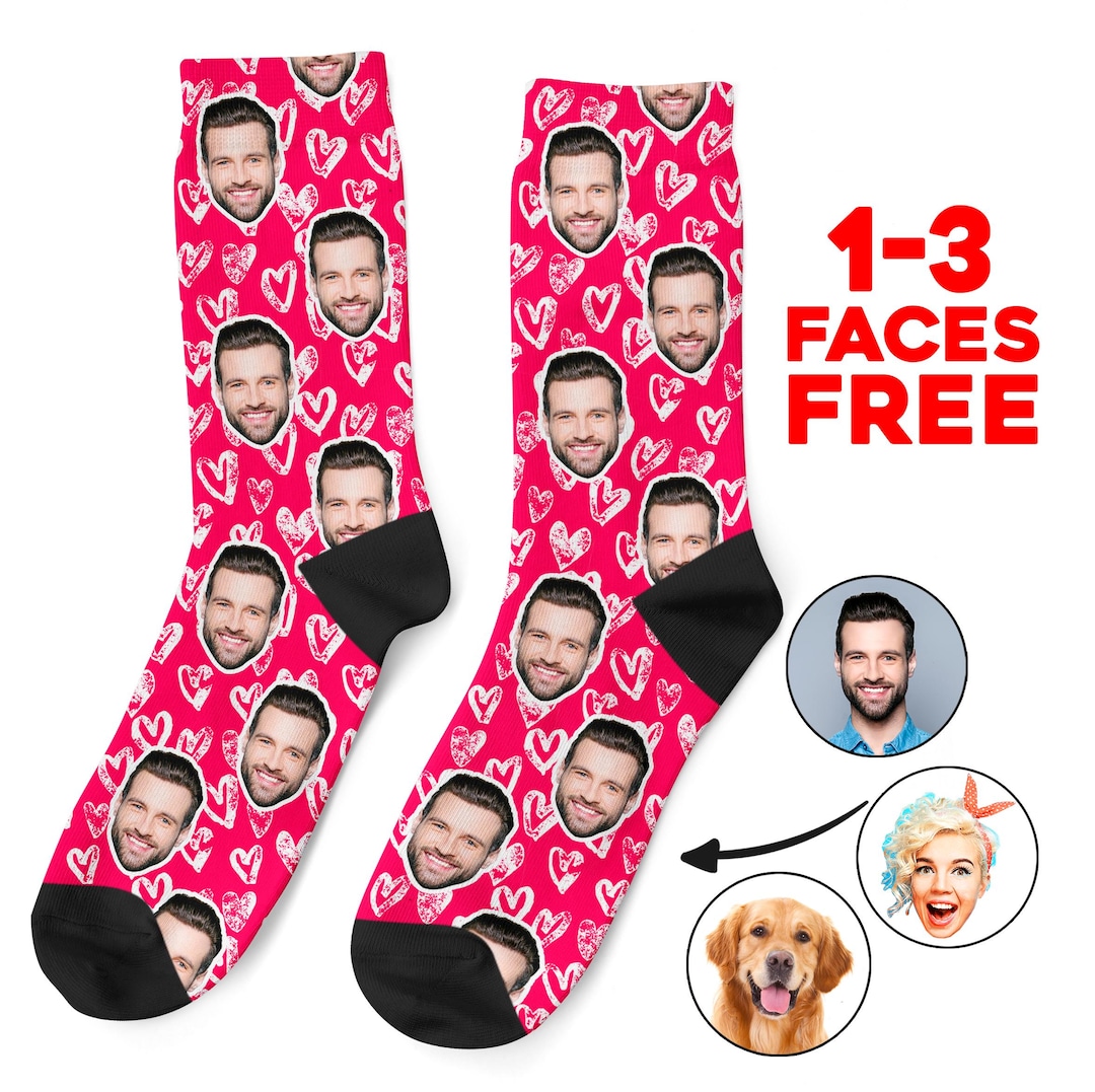 Custom Face Socks, Photo Personalized Socks, Faces on Socks, Love Heart ...