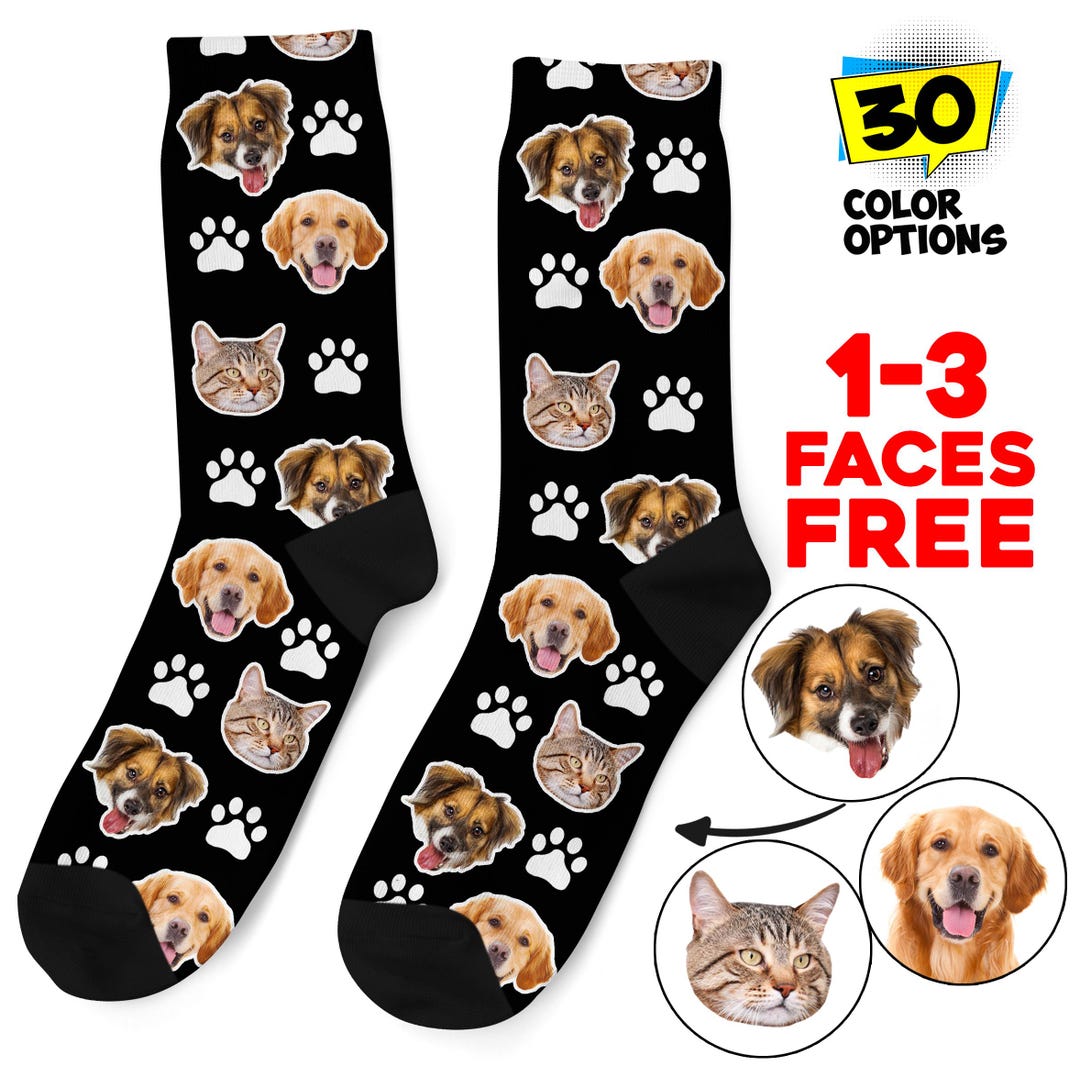 Custom Dog Socks, Personalized Pet Photo Socks Customized Cute Dog Cat ...