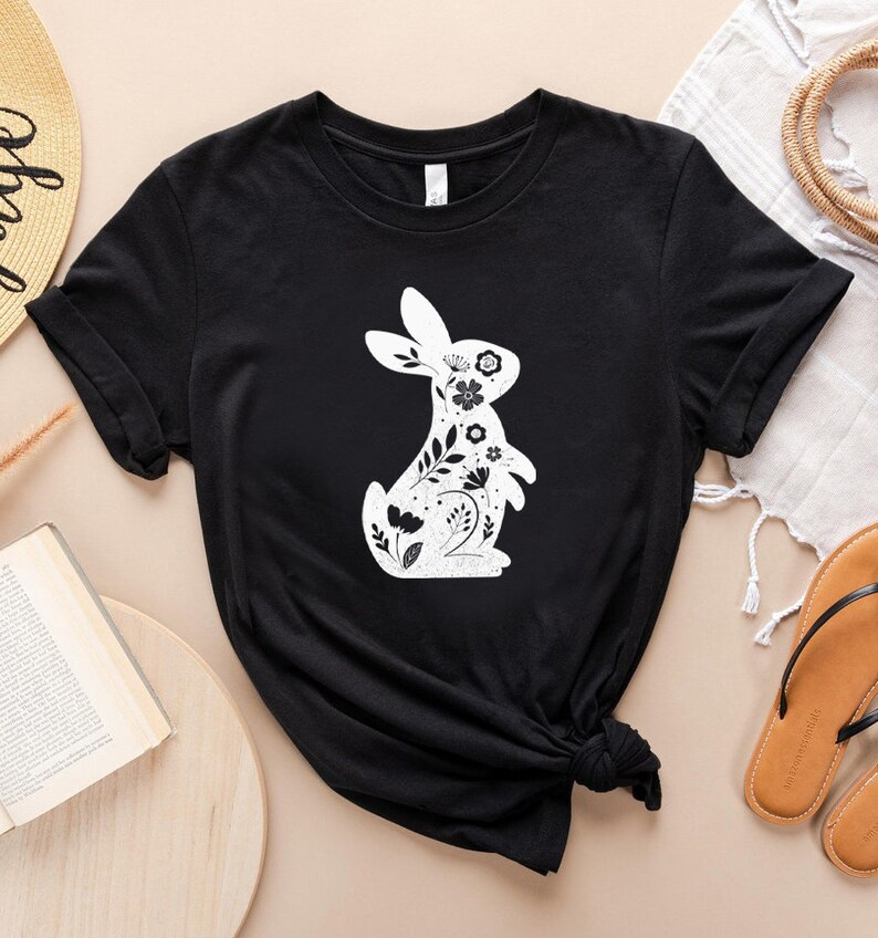 Floral Bunny Shirt Floral Rabbit Shirt Easter T-shirt | Etsy