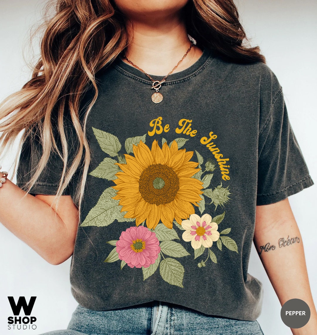 Sunflower Shirt, Comfort Colors Shirt, Floral Tee, Flower Shirt, Garden ...