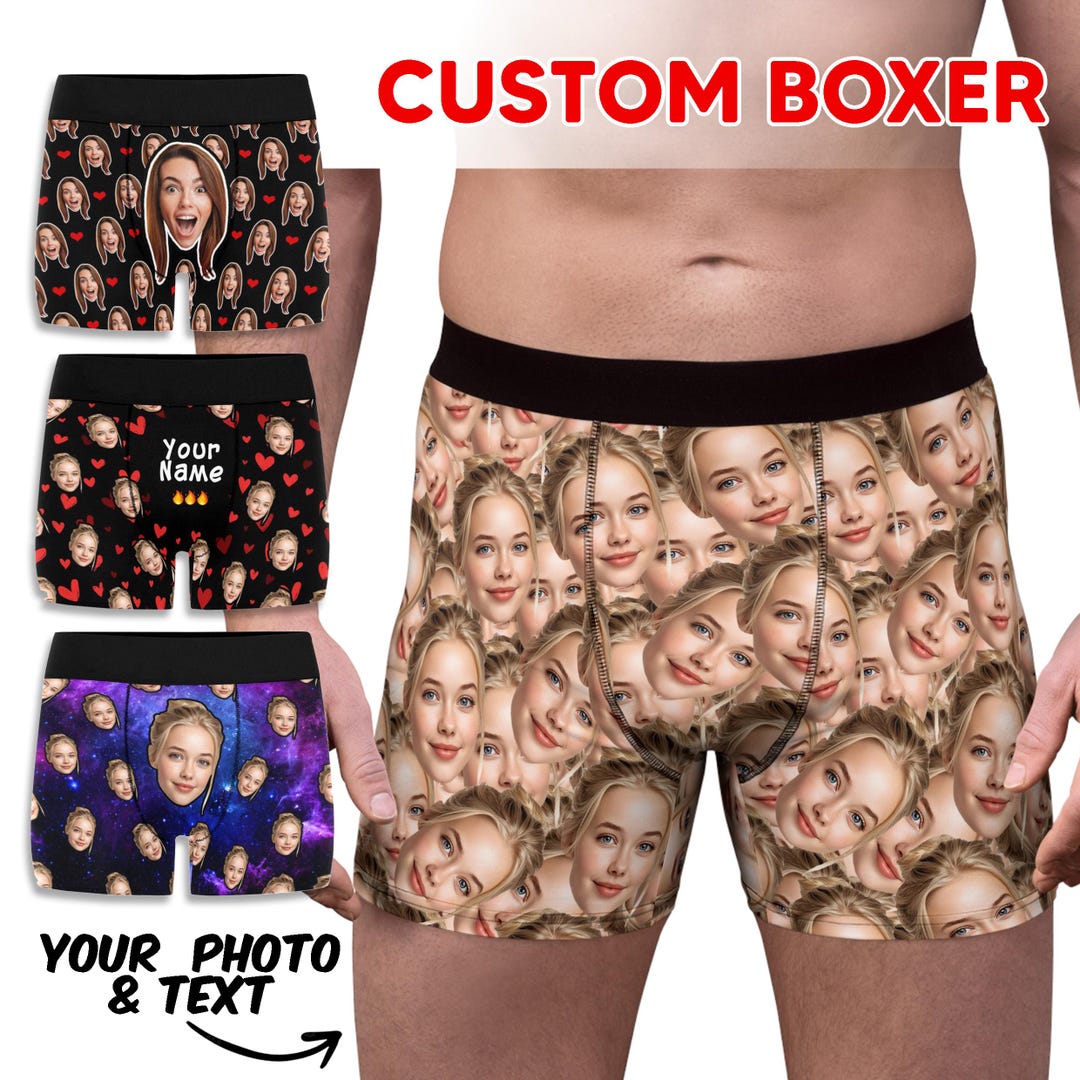 Personalized Face Boxer Briefs, Custom Photo Mens Underwear, Funny Gift ...