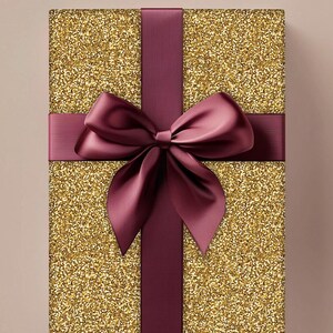 Gift Wrapping Paper, Gold Glitter Roll for Anniversary, Birthday ...