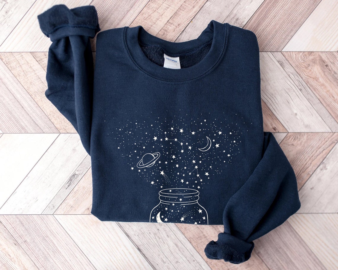 Space Shirt, Star Galaxy Sweatshirt, Astronomy Tee, Outdoors, Crescent ...
