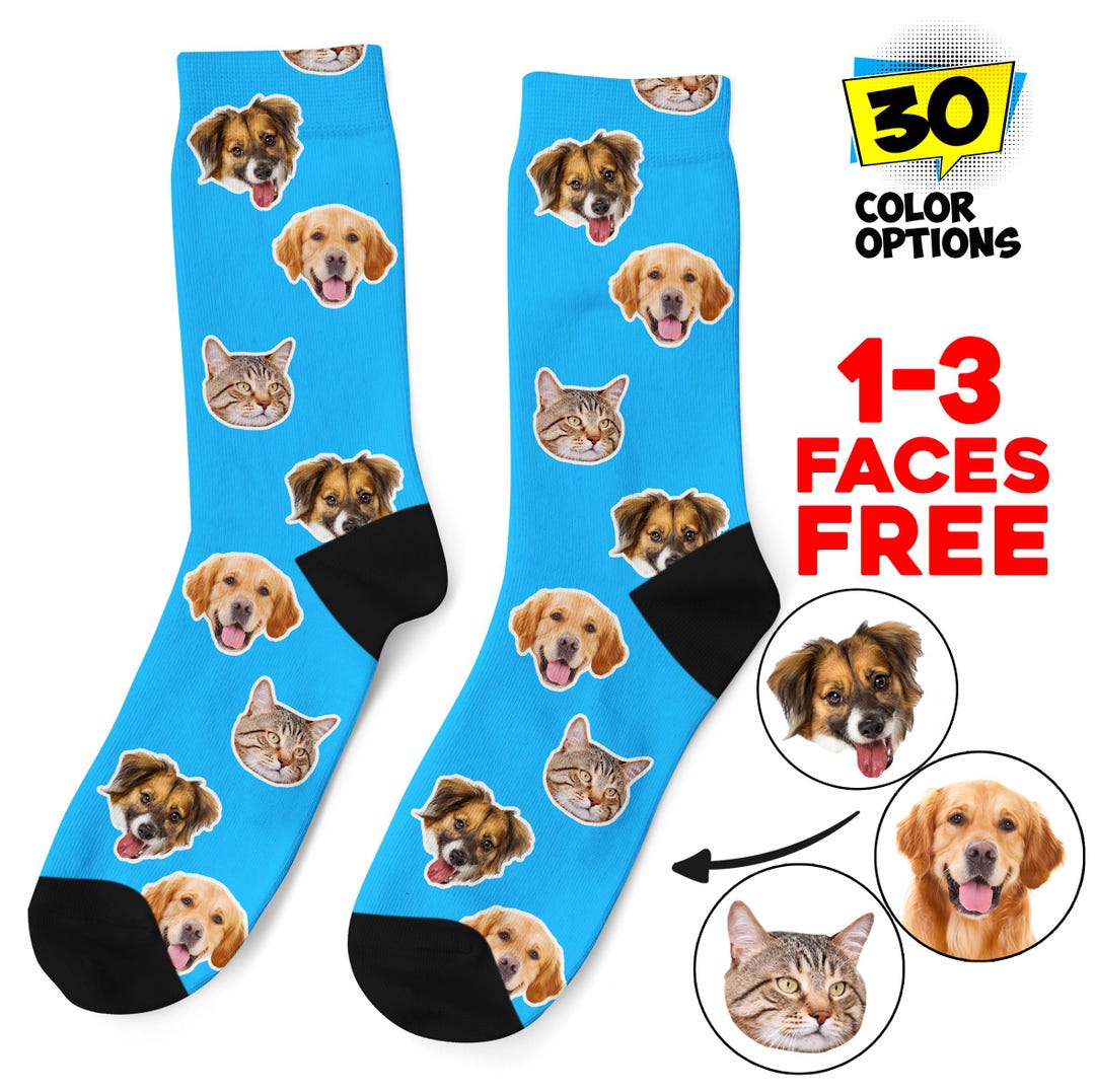 Custom Dog Socks, Personalized Pet Photo Socks Customized Cute Dog Cat ...