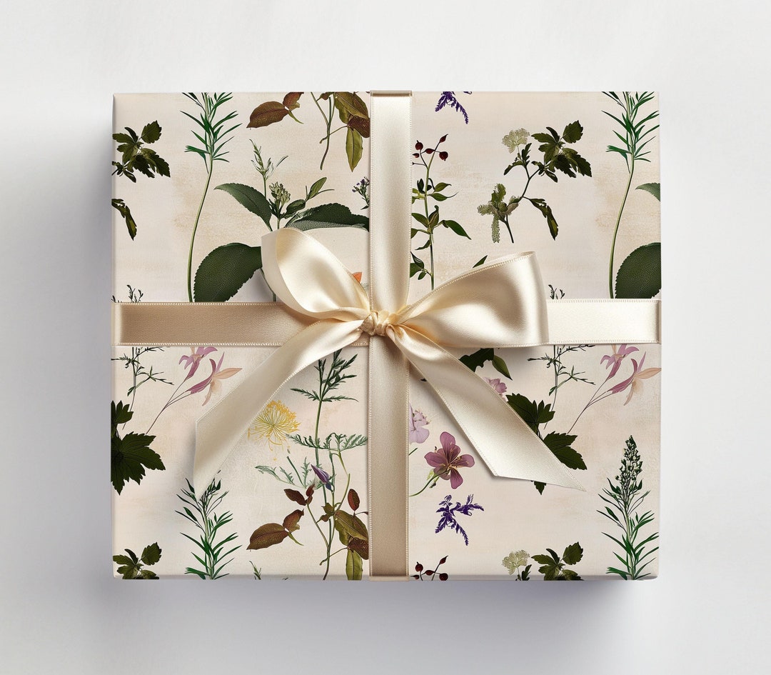 Wrapping Papers, Vintage Botanical Gift Wrap, Floral Wrapping Roll ...