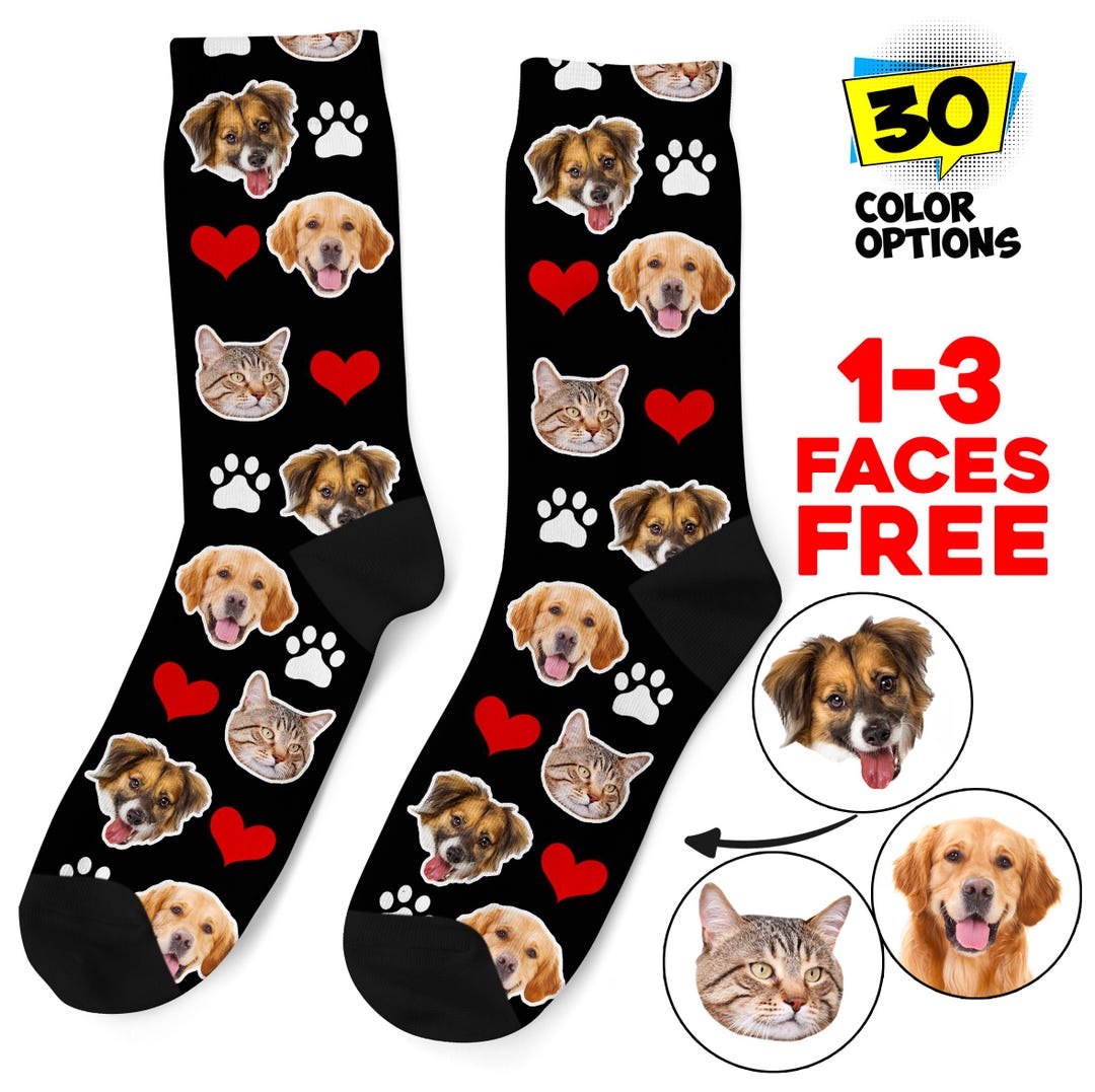 Custom Dog Socks, Personalized Pet Photo Socks Customized Cute Dog Cat ...