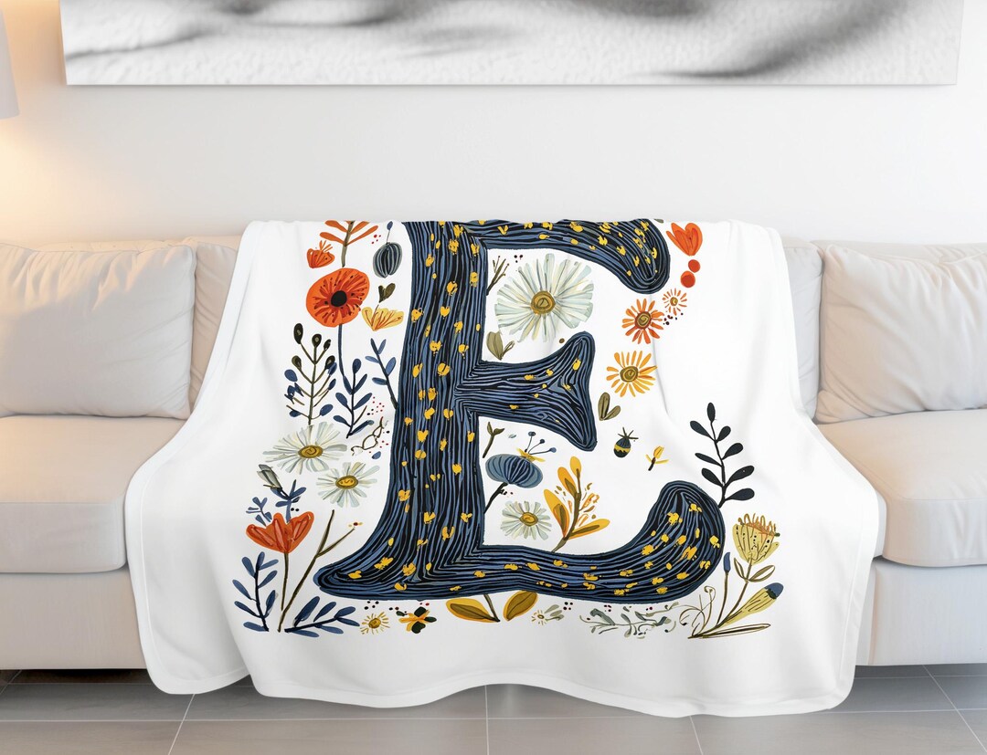 Personalized Blanket, Initial Letter Custom Baby Gift for Him Her Mom ...