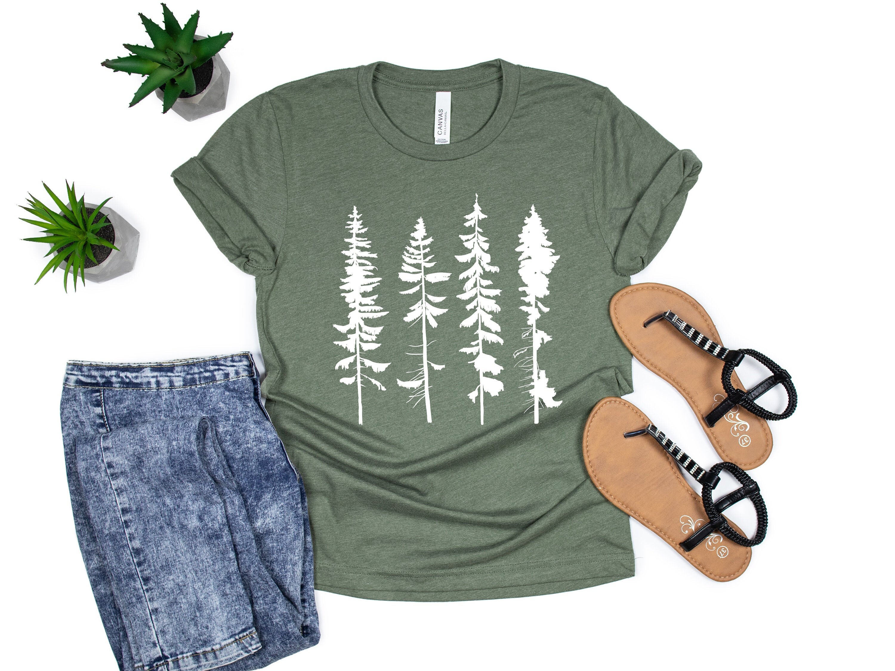 Pine Tree Shirt Pine Tree T Shirt Camping Shirt Hiking | Etsy