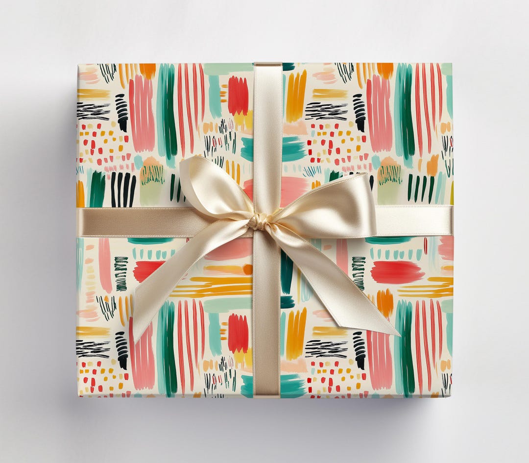 Geometric Rainbow Gift Wrapping Paper, Rainbow Gift Wrap, Bright ...