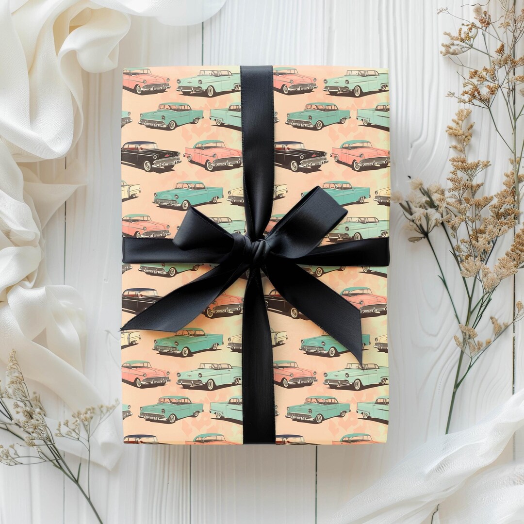Wrapping Papers, Vintage Cars Gift Wrap, Classic Cars Wrapping Paper ...