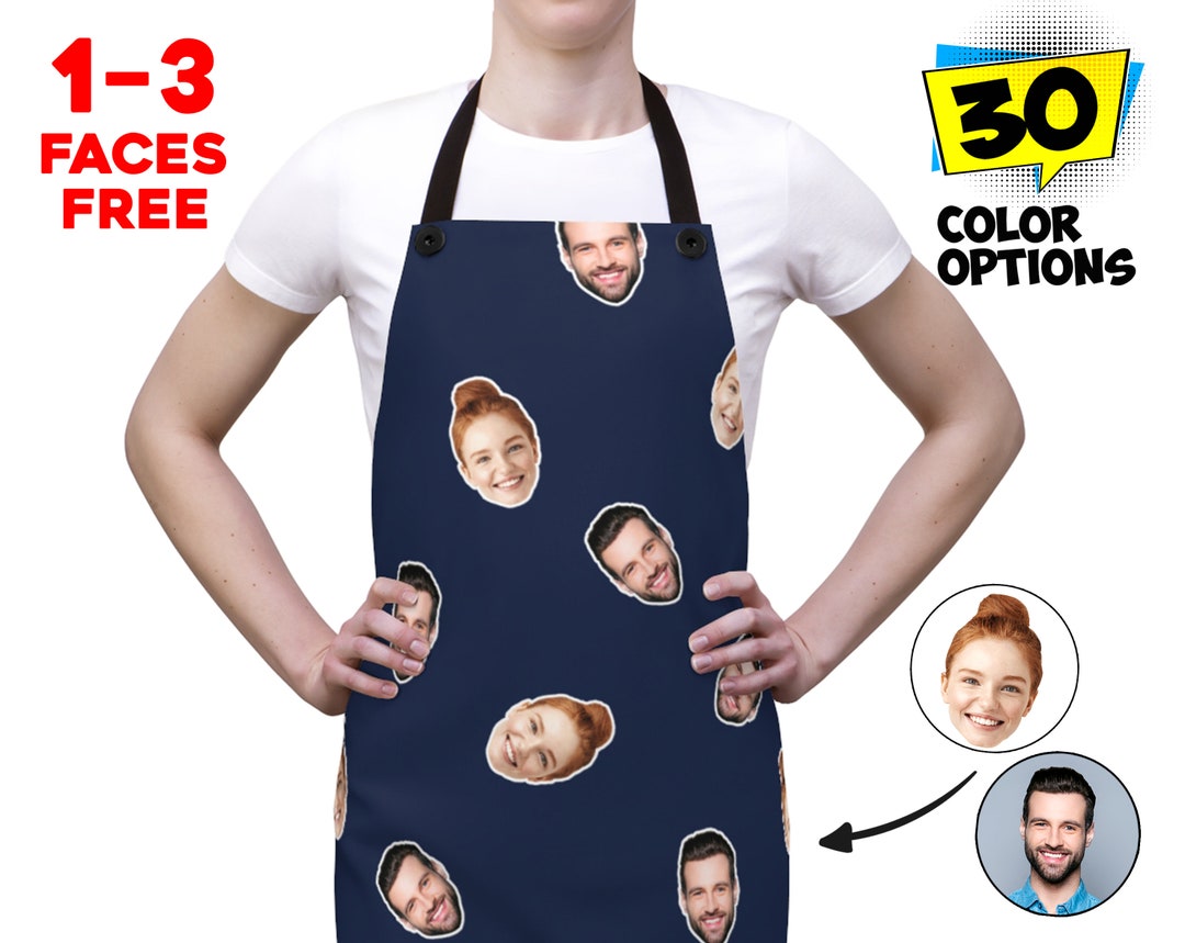 Personalized Faces Apron, Custom Photo Apron for Women and Men, Funny ...