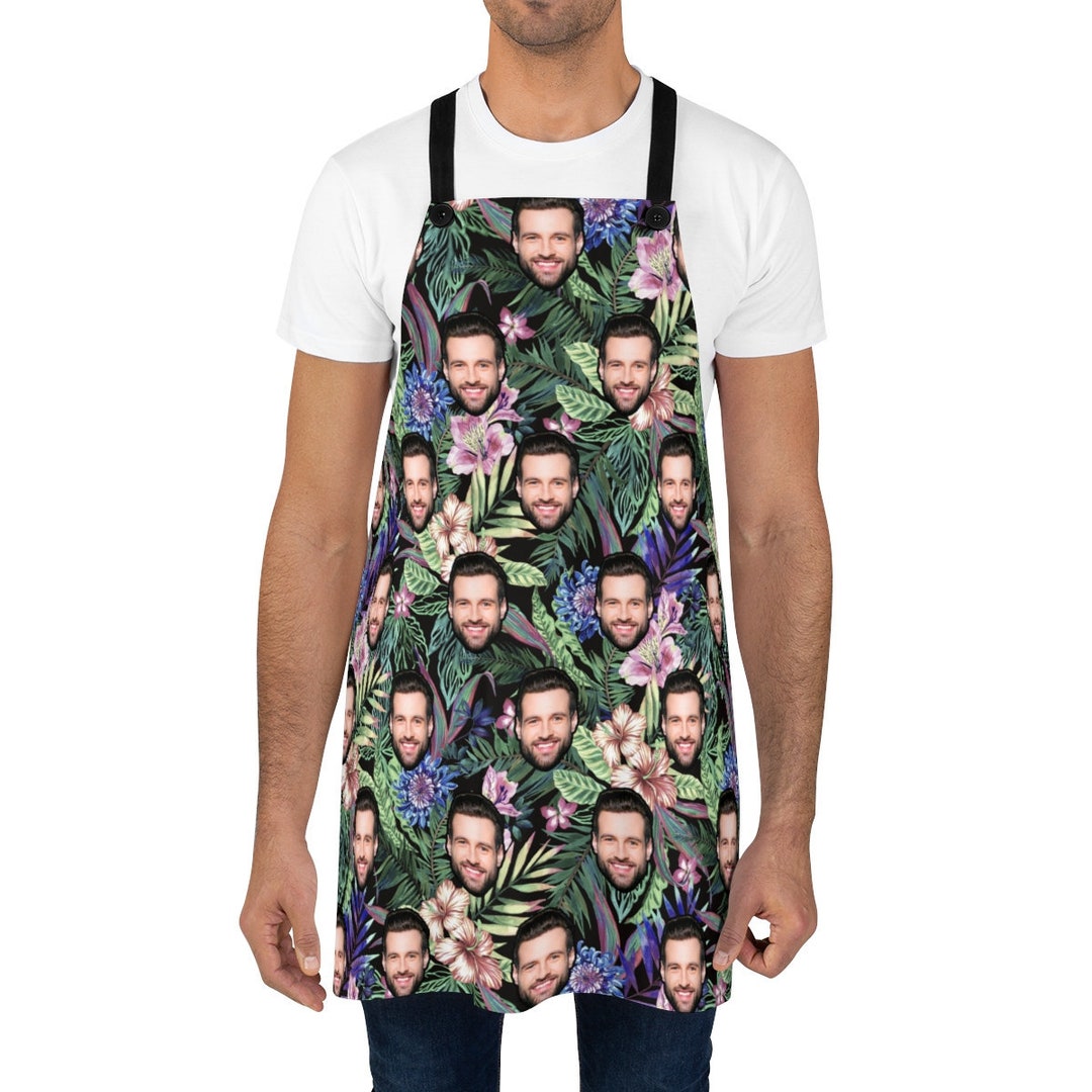 Tropical Custom Apron, Personalized Faces Apron, Floral Custom Photo ...