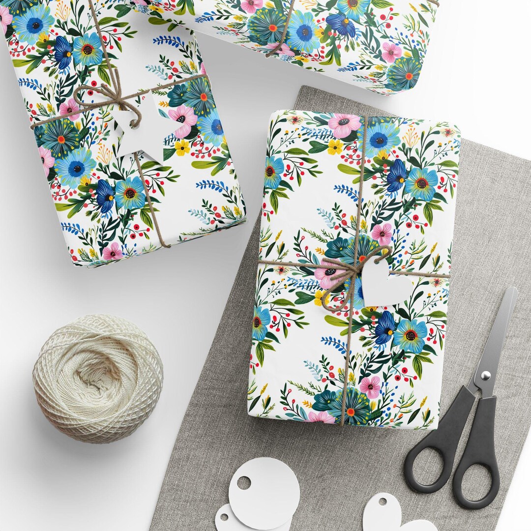 Wrapping Paper Set, Floral Gift Wrap, Wildflowers Gift Wrap Roll ...