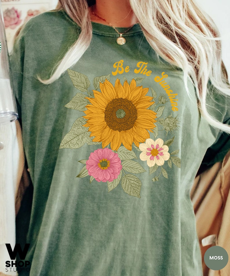 Sunflower Shirt, Comfort Colors Shirt, Floral Tee, Flower Shirt, Garden ...
