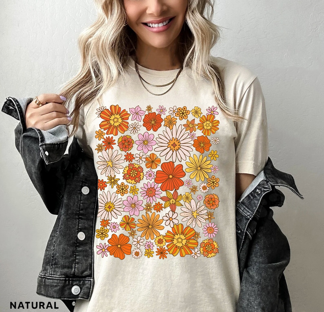 Retro Flower Shirt, Wildflower Tshirt, Wild Flowers Shirt, Floral ...