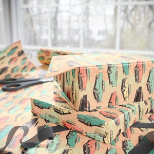 Wrapping Papers, Vintage Cars Gift Wrap, Classic Cars Wrapping Paper ...