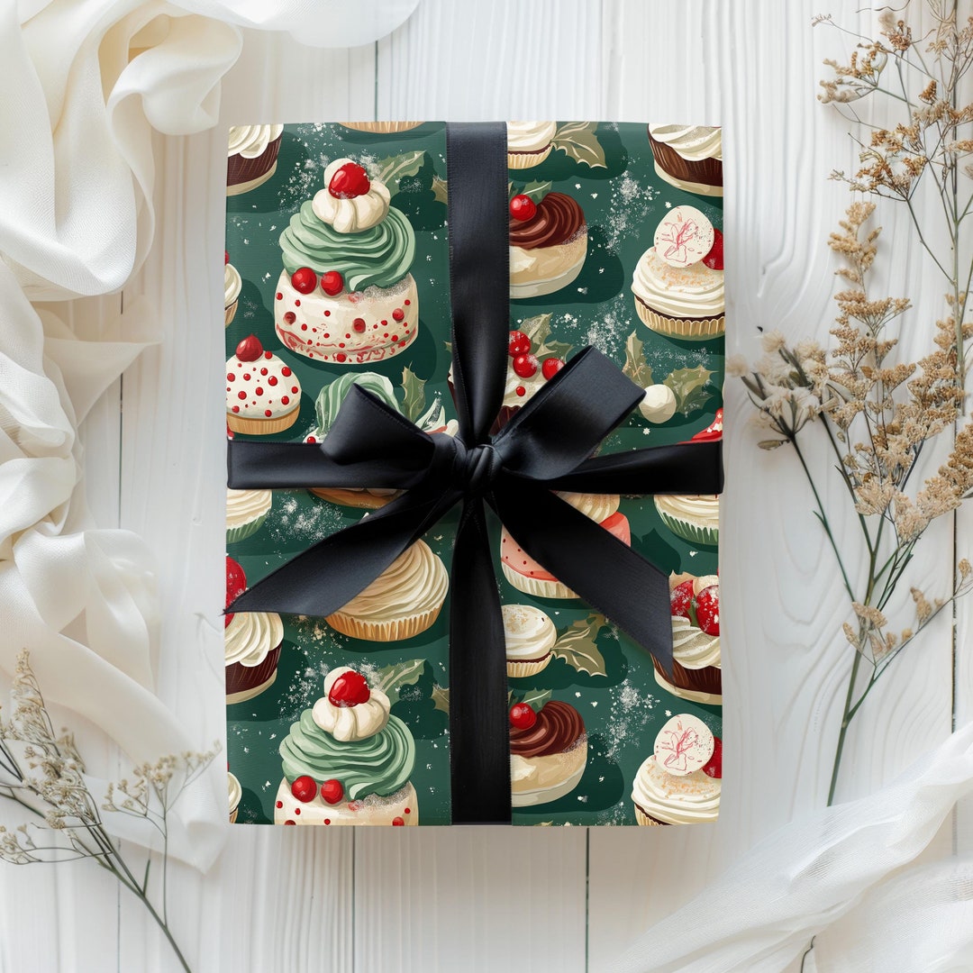 Christmas Cakes & Vintage Bakery Wrapping Papers, Cupcake Wrapping ...
