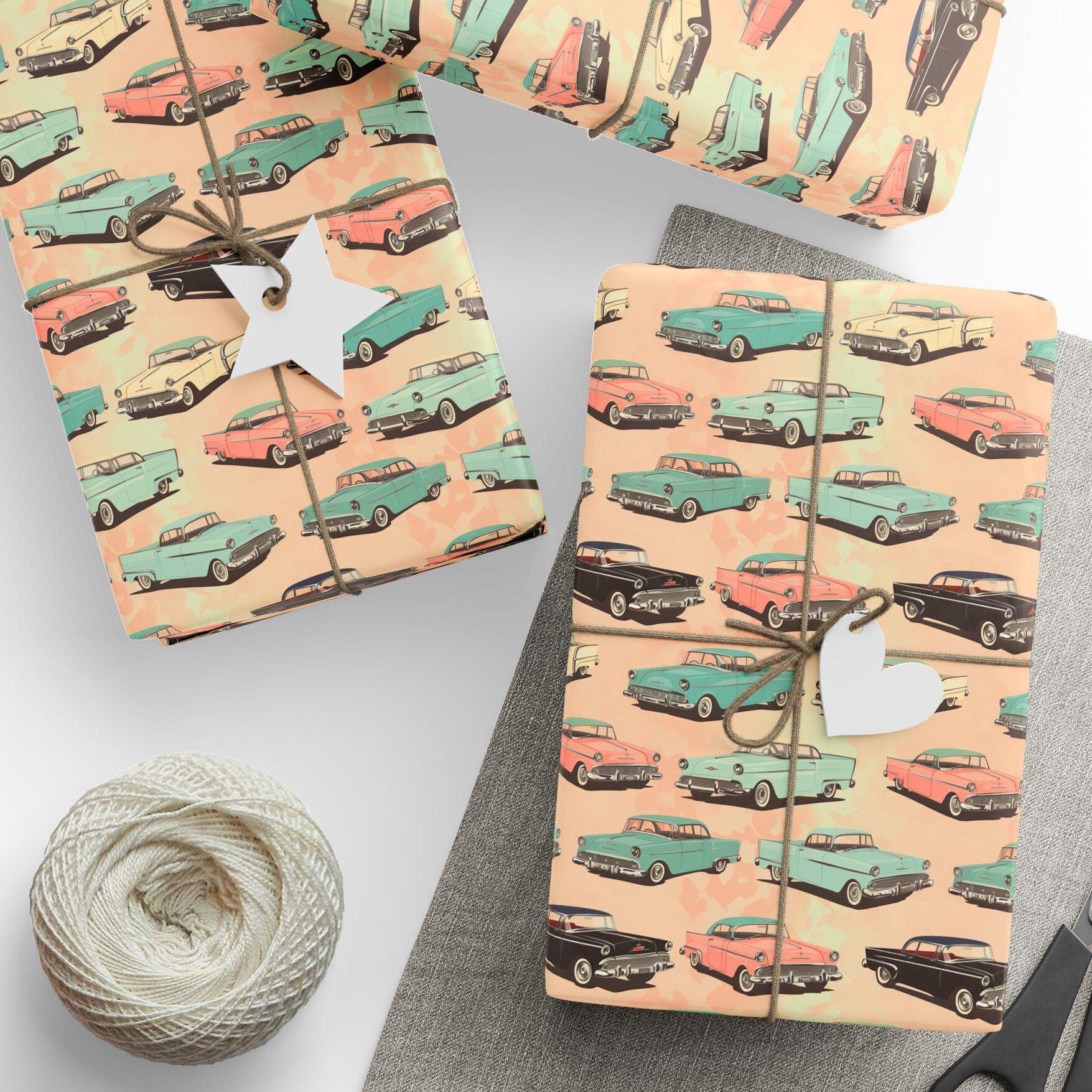 Wrapping Papers, Vintage Cars Gift Wrap, Classic Cars Wrapping Paper ...