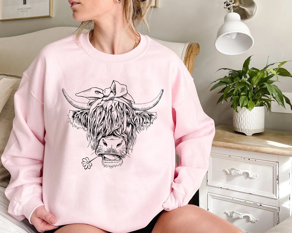 Cute Cow Shirt or Sweatshirt, Heifer Sweatshirt, Highland Cow Shirt ...