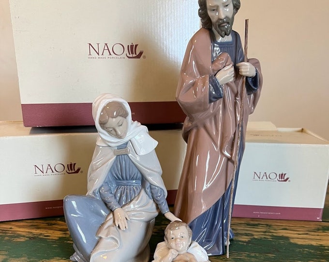 Vintage Nao Nativity Scene, 3 Piece Porcelain Set Mary/joseph/jesus in ...