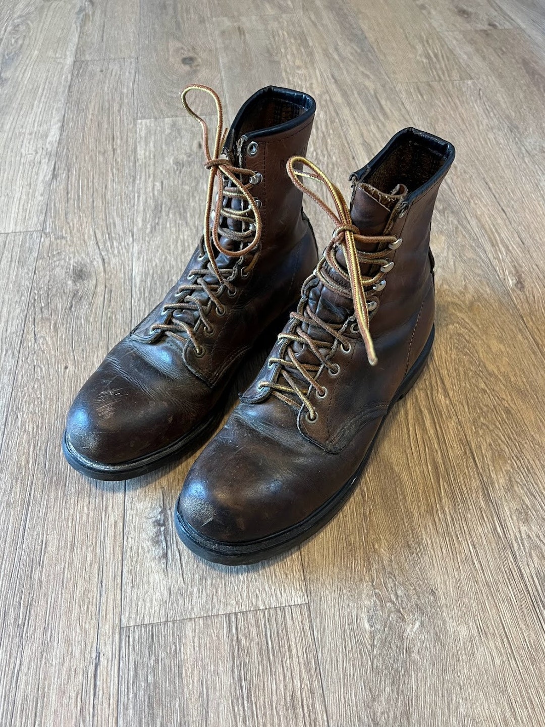 Vintage Red Wing Boots Steel Toe & Nonslip for Men, Dark Brown Leather ...
