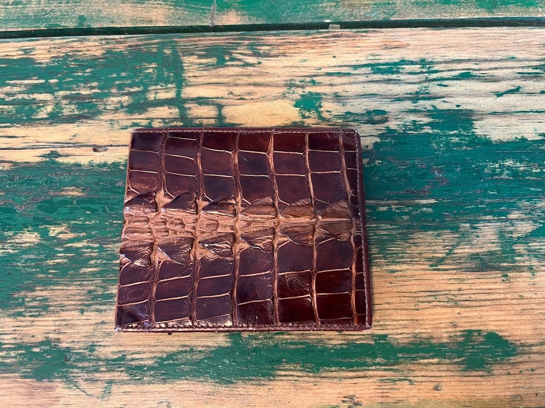 Exotic Reptile Skin Leather Bifold Wallet, Brown & Tan, Vintage ...