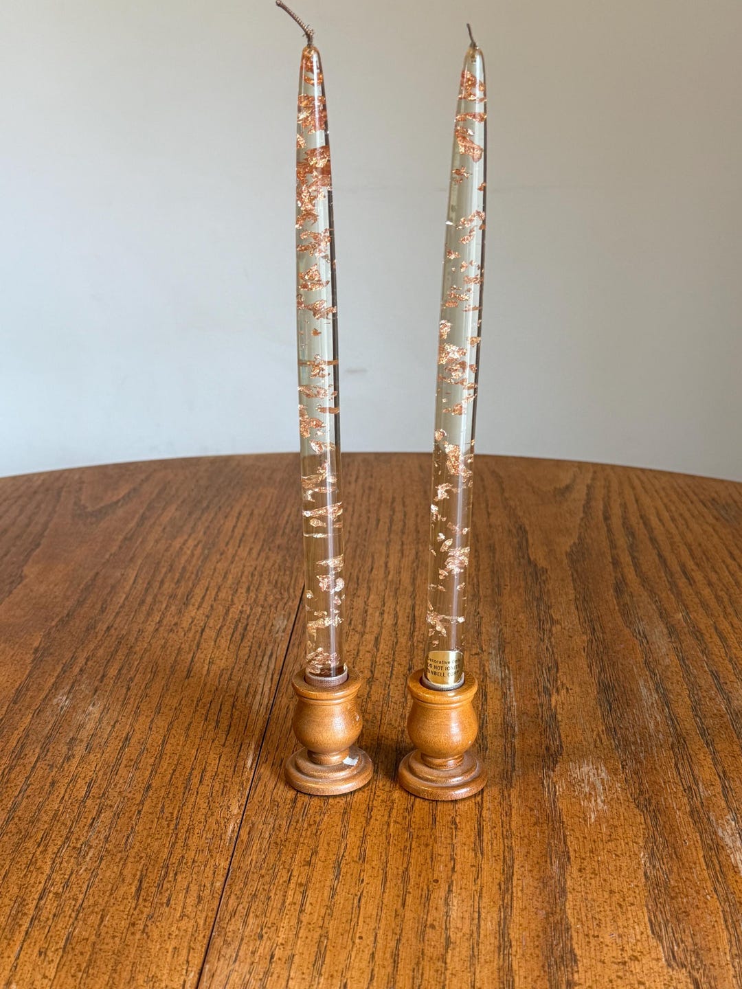 Mid Century Lucite Candlesticks, Set of 2, Clear Lucite W/ Copper ...