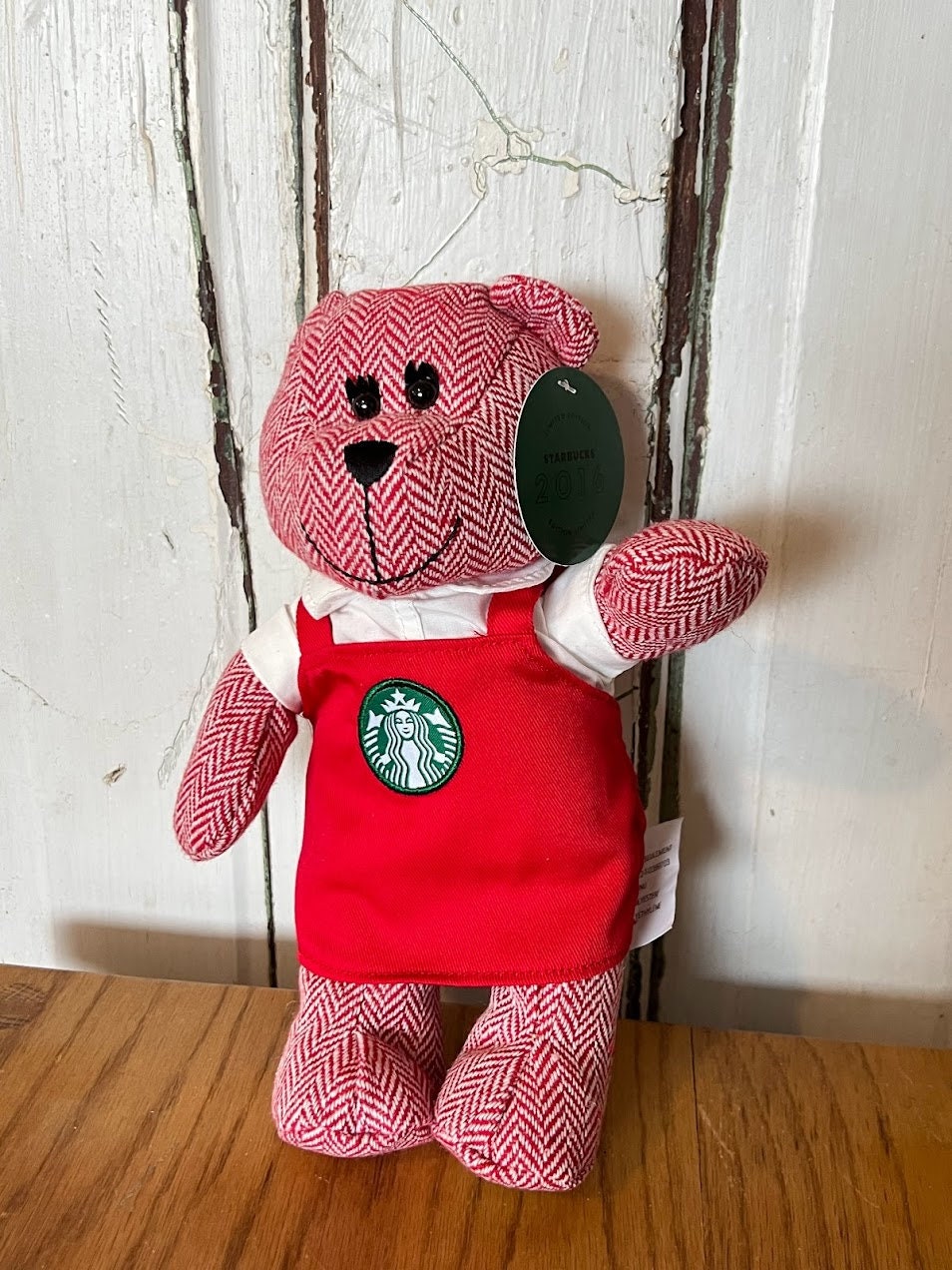 2016 Starbucks Red Holiday Apron Barista Girl Bear, Red/white Teddy ...