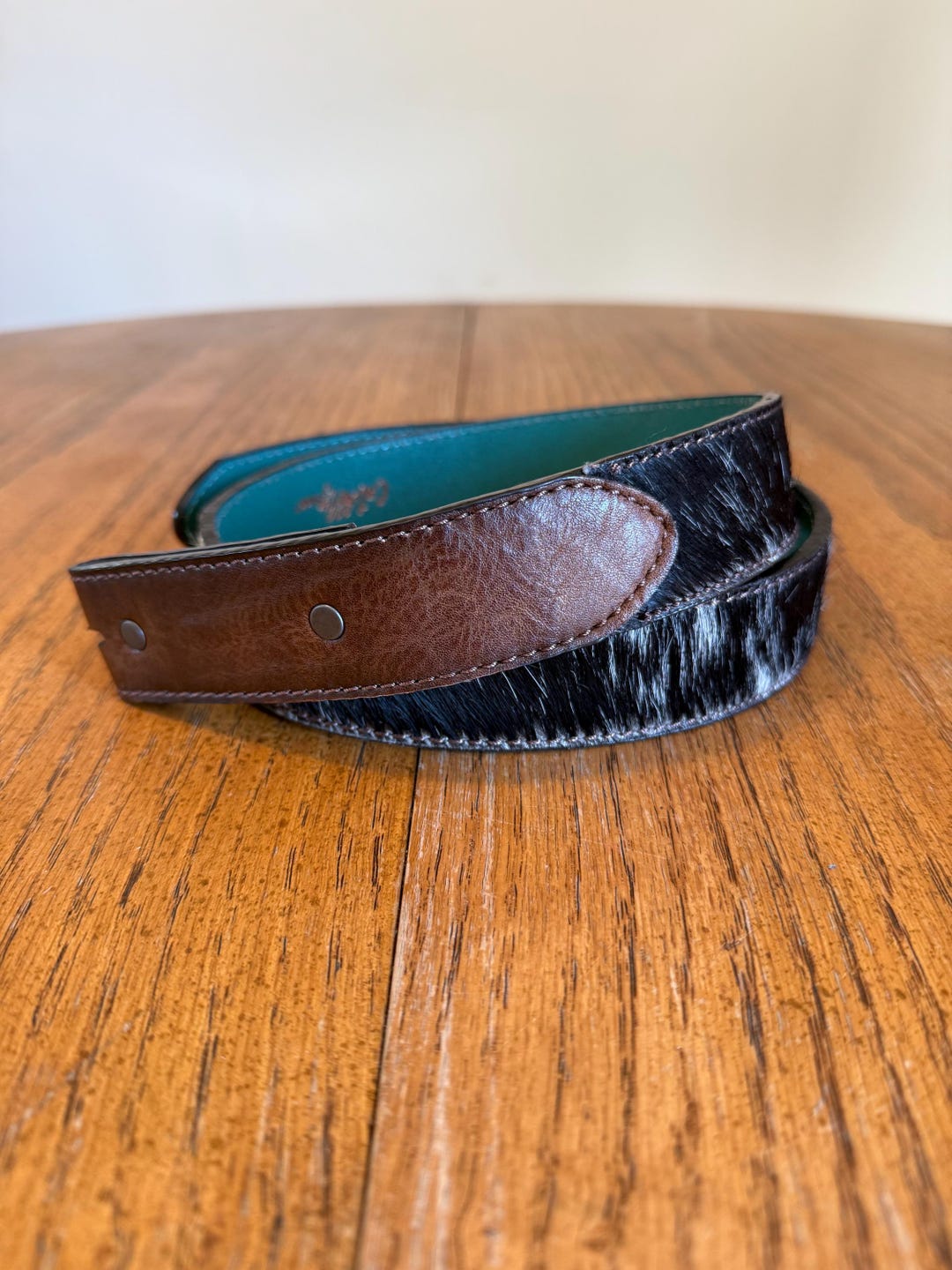 Catchfly Studios Hair-on Leather Belt for Women, Size S/M 40” L Belt ...