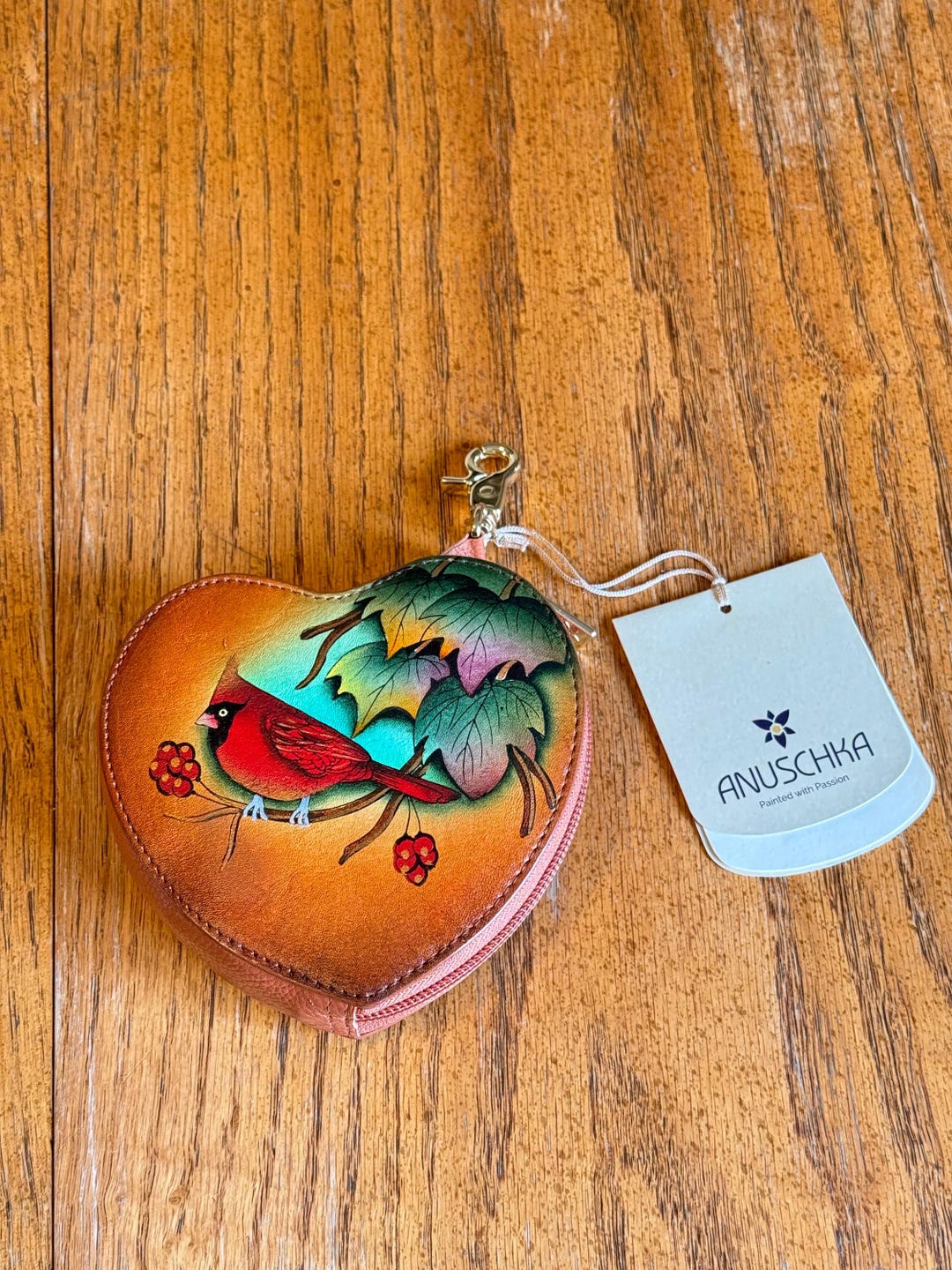 Anuschka Cardinal Hand Painted Leather Pouch/coin Purse, Beutiful ...