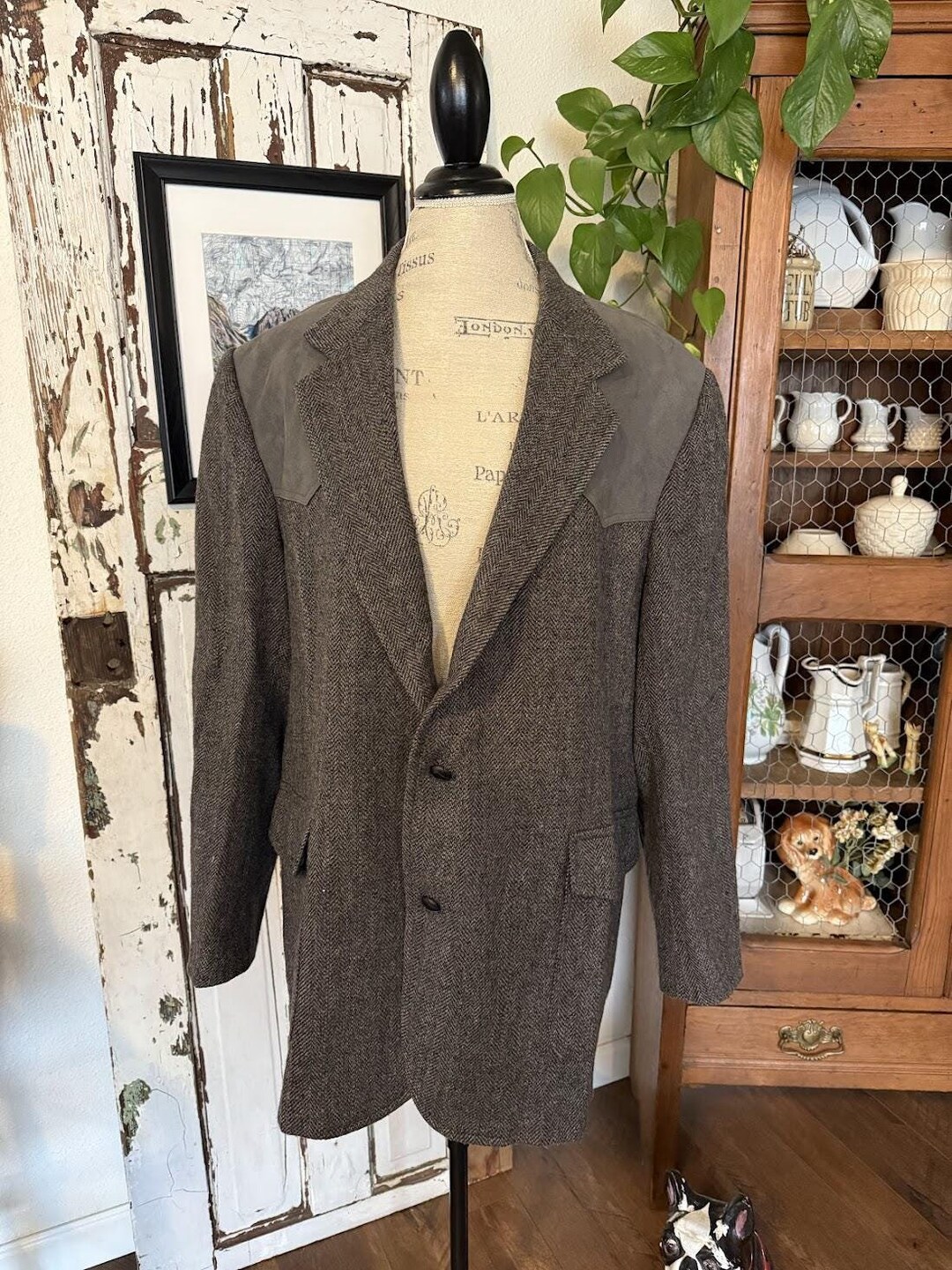 1980s Pendleton Sports Coat/blazer for Men, Wool Tweed and Grey Suede ...