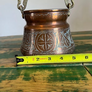 Turkish Engraved Copper Bucket W/ Brass Handle, Vintage Home Decor, for ...