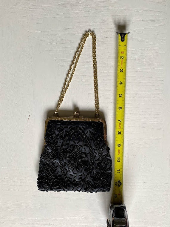 Satin & Beaded Purse, Antique Clam Shell Hand Bag, Go… - Gem