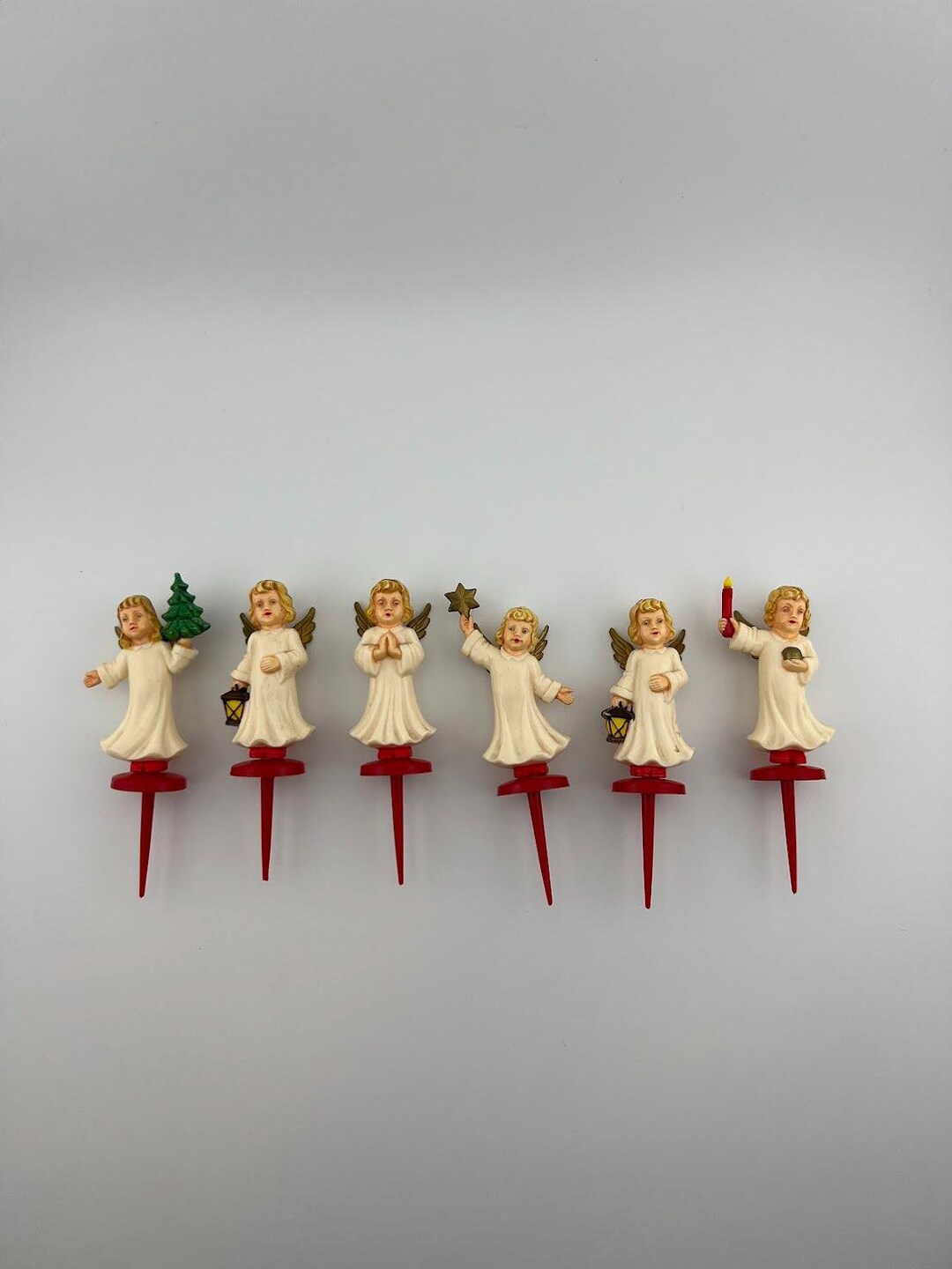 Vintage Christmas Angel Cake Toppers Set of 6, Made in Germany, Plastic ...