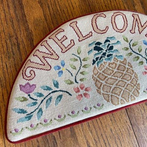 Vintage Needlepoint Welcome Sign Home Decor, Handmade, Wool & Velvet ...