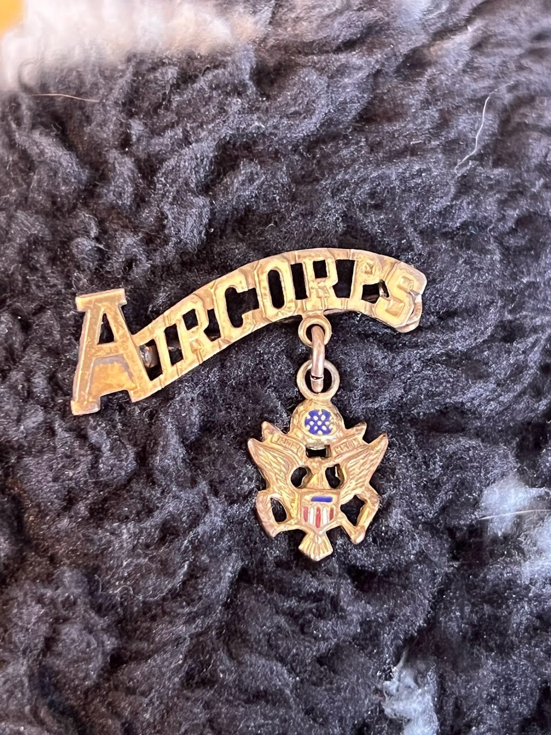 Vintage Air Corps Pin 1/20 10k Gold, W/ Gold and Enamel Eagle Charm - Etsy