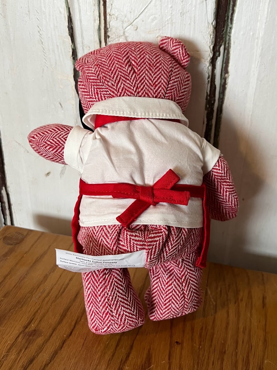 2016 Starbucks Red Holiday Apron Barista Girl Bear, Red/white Teddy ...