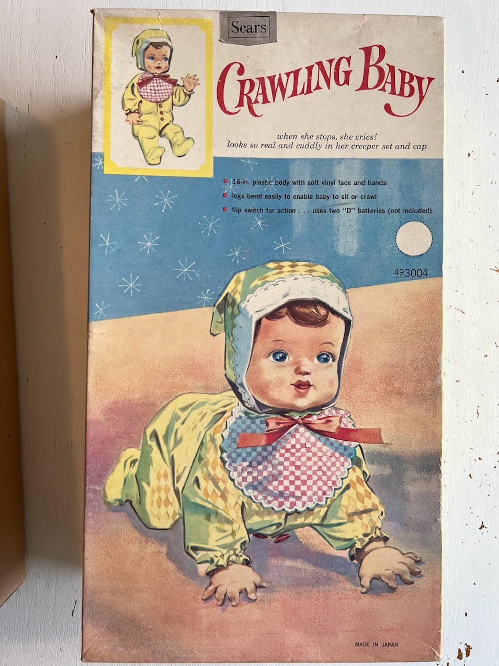 Vintage Crawling Baby *WORKING CONDITION* by Sears in Original Box, 16 ...