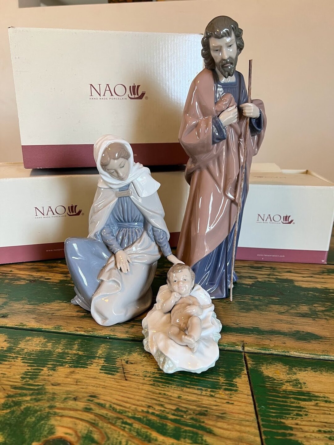 Vintage Nao Nativity Scene, 3 Piece Porcelain Set Mary/joseph/jesus in ...