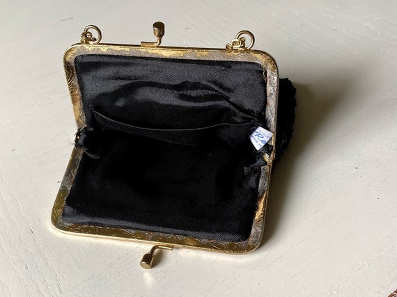 Satin & Beaded Purse, Antique Clam Shell Hand Bag, Go… - Gem