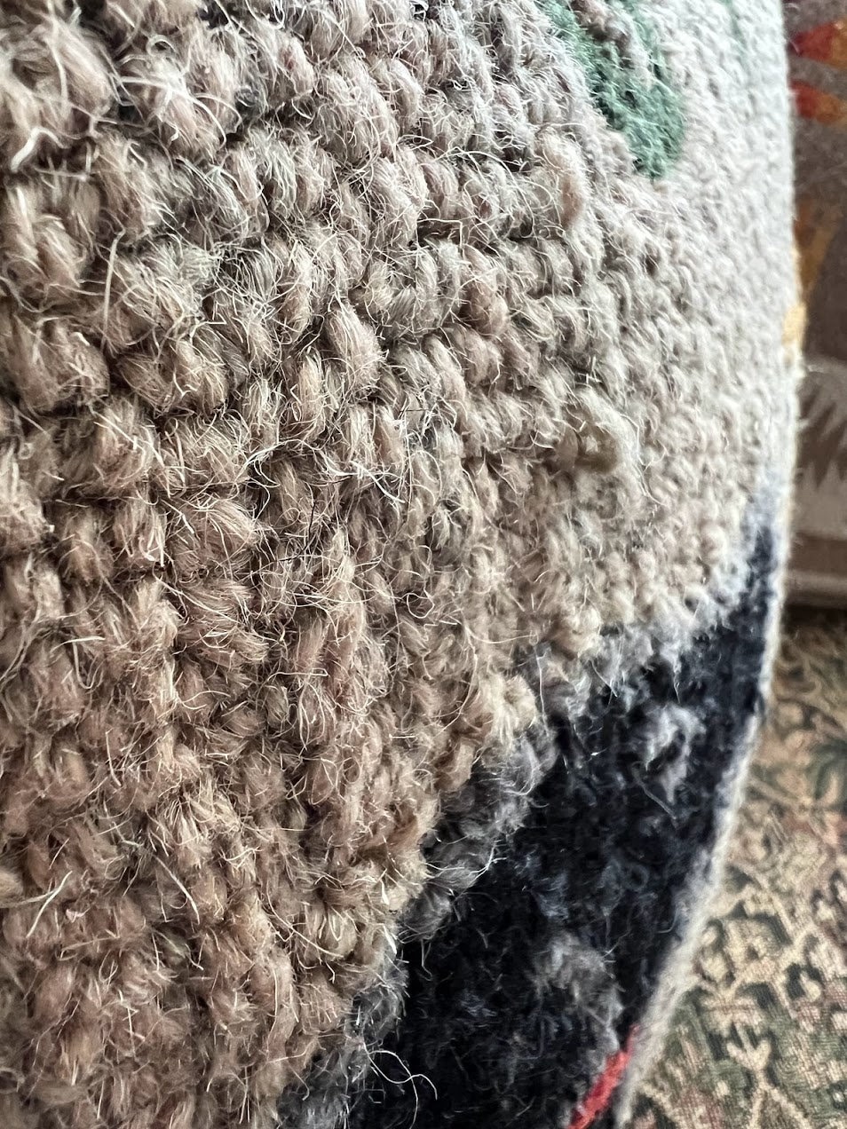 Laura Megroz Hooked Wool Pillow sit W/ Black & - Etsy