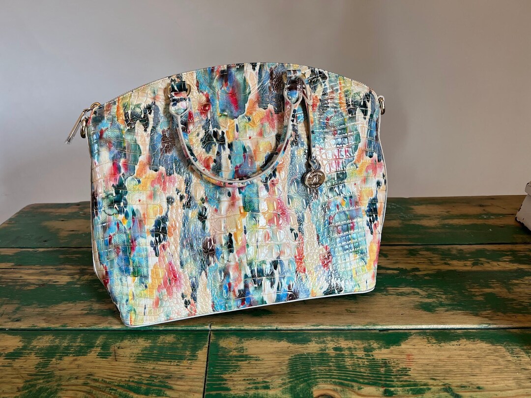 Collectible Brahmin Large Duxbury Satchel Purse in Superbloom White ...