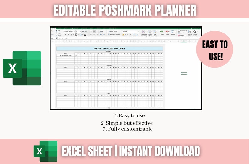 Poshmark Inventory Sheet Excel Spreadsheet Tracker for Sellers on ...