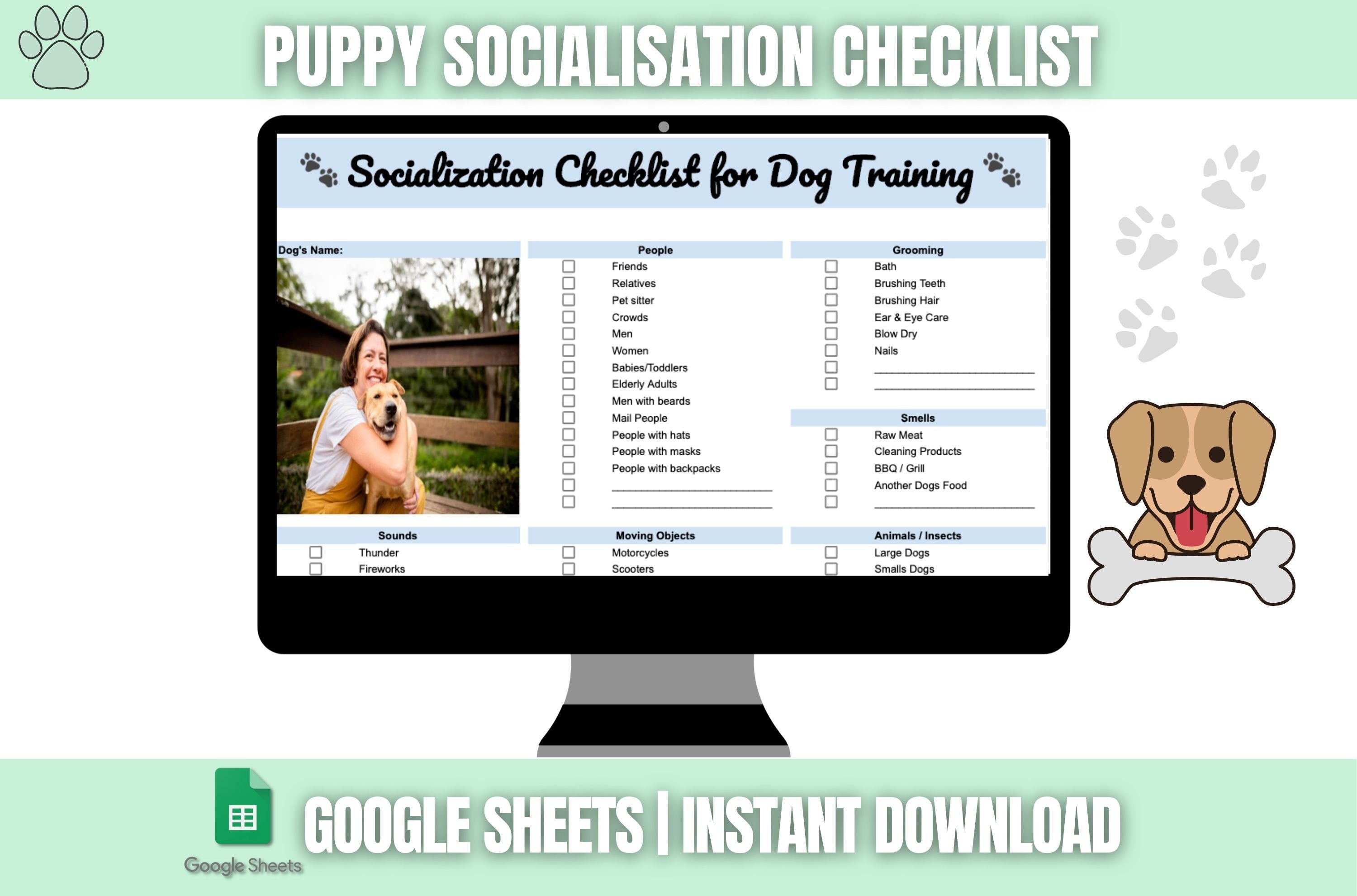 Puppy Socialization Checklist for New Puppy Puppy Training Worksheet ...