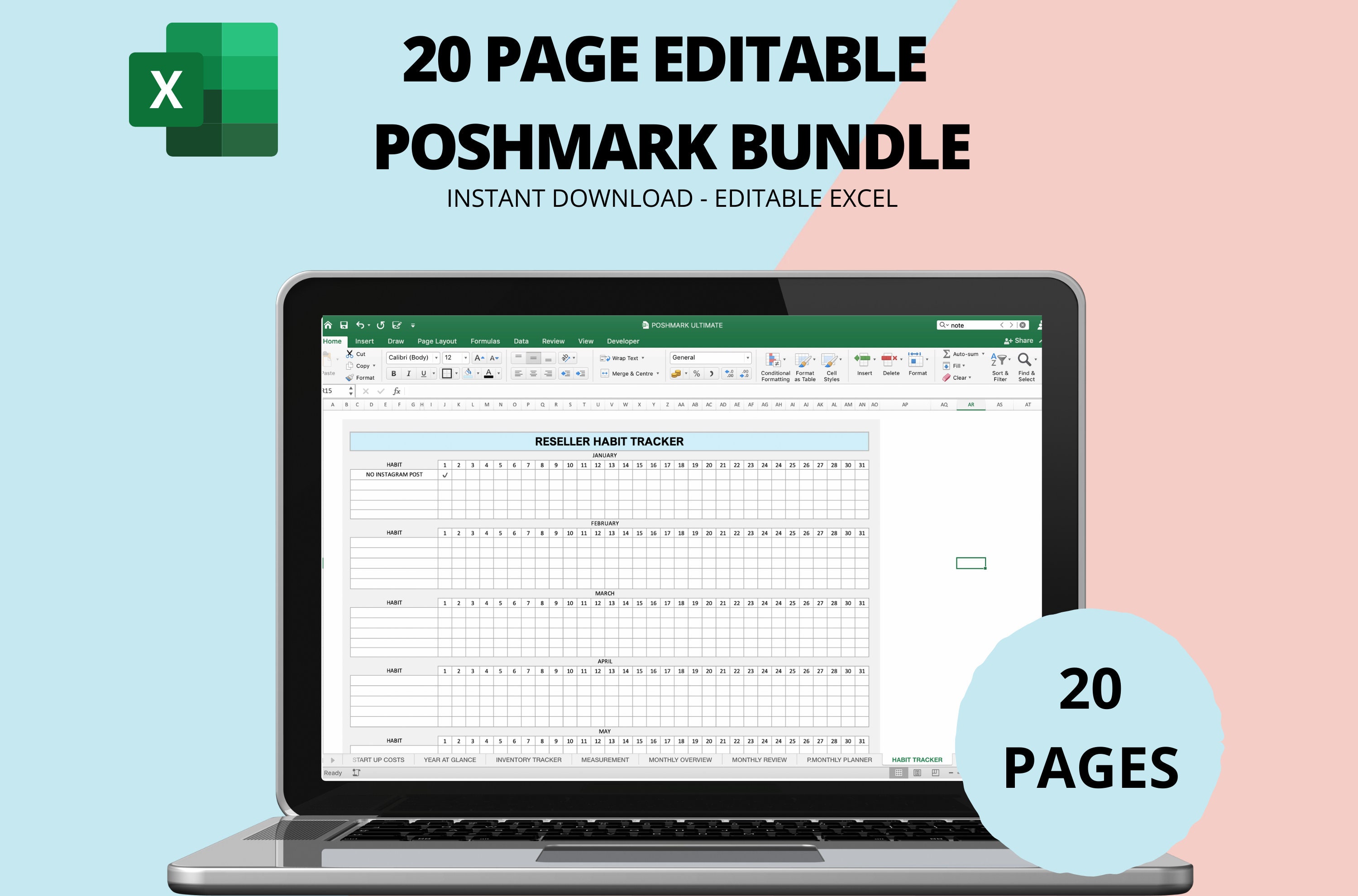 Poshmark Inventory Sheet Excel Spreadsheet Tracker for - Etsy
