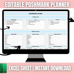 Poshmark Inventory Sheet Excel Spreadsheet Tracker for Sellers on ...
