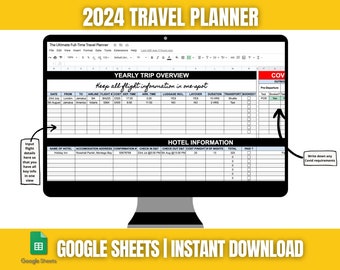 Travel Planning Excel Spreadsheets Itinerary Monthly Organizer by Day ...