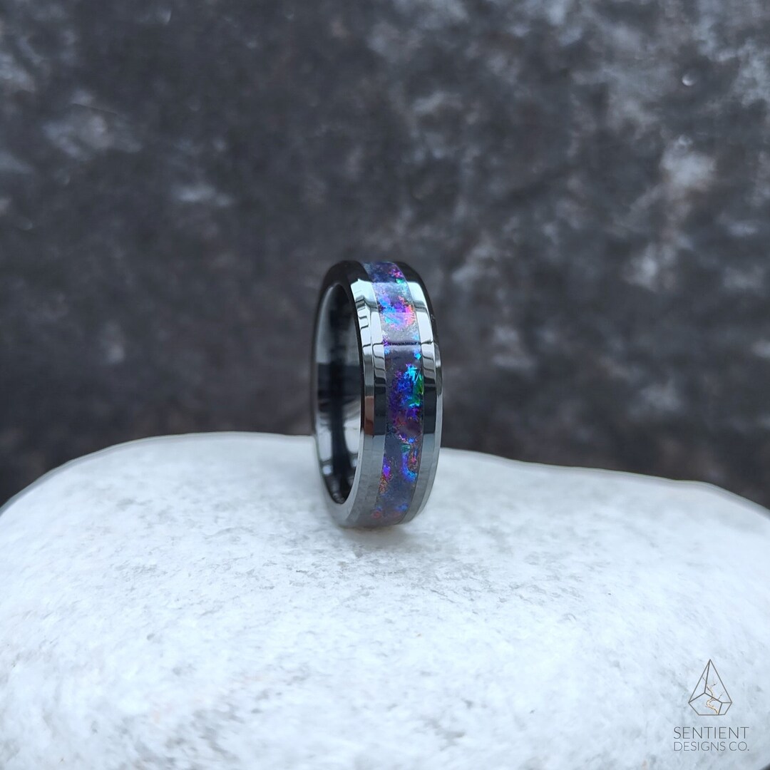 Omega Nebula Ring, Ceramic Outer Space Ring, 6mm Comfort Fit, Black ...