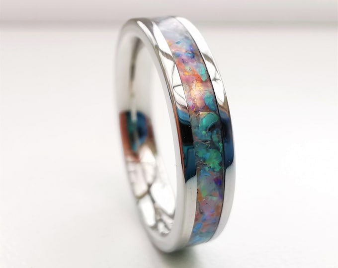 Purple Unicorn Ring With Opal Inlay - Purple Ceramic Band, Multi Lavender Opals, Hypoallergenic ...