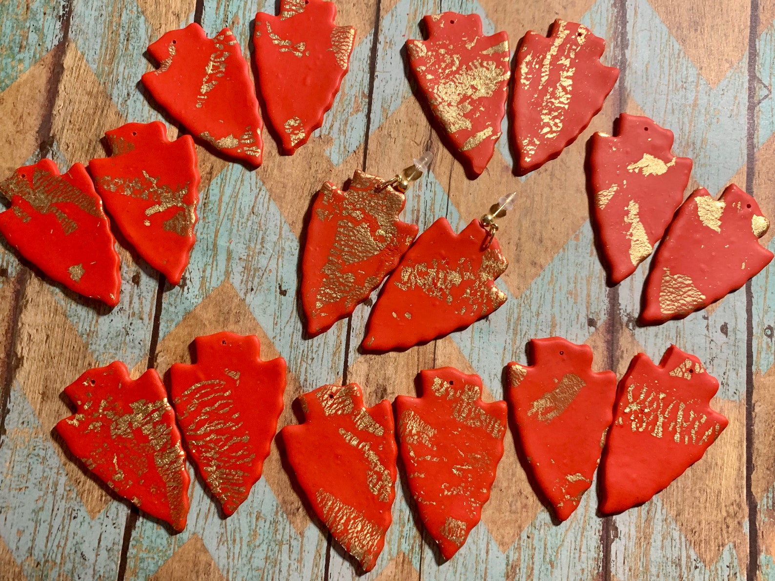 KC Chiefs Arrowhead Clay Earrings | Arrowhead Statement Earrings | Clay ...